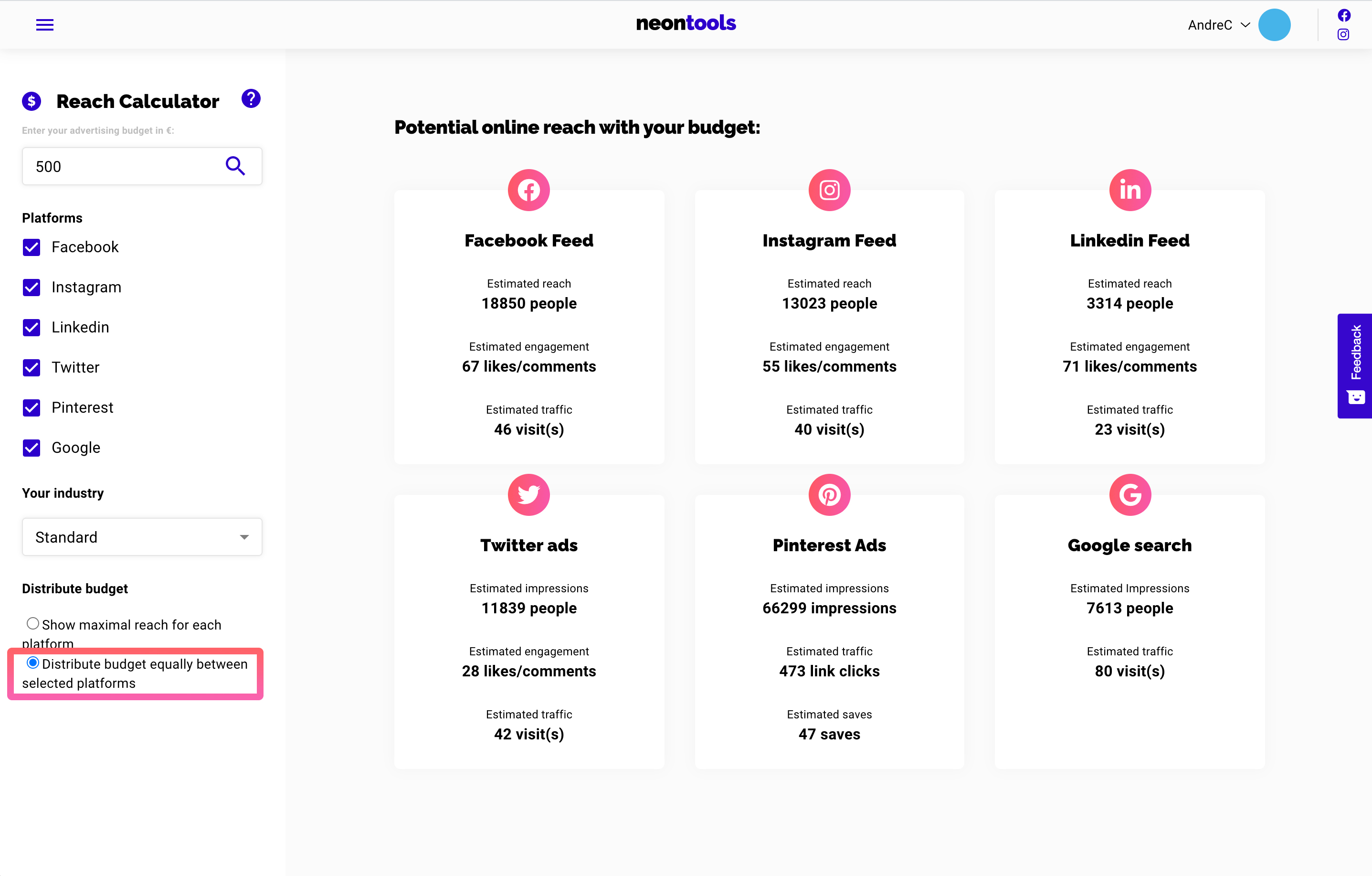 How to use the Reach Calculator - by Neon Marketing Technology