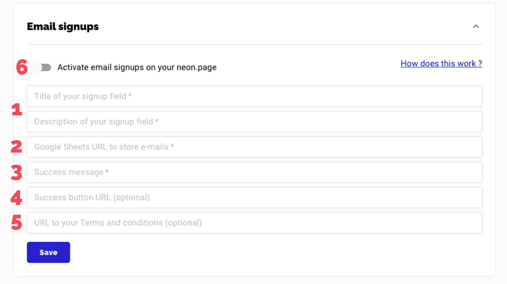 How to capture Emails with your neon.page - by Neon Marketing Technology